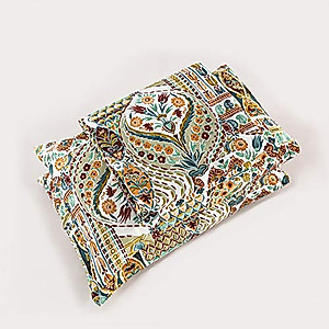 YuHeGuoJi Beige Paisley Duvet Cover Queen 100% Cotton Rust Floral Duvet Cover 3 Pcs Set 1 Exotic Boho Damask Patterned Duvet Cover with Zipper Ties 2 Pillowcases Bohemian Flower Bedding Set Soft