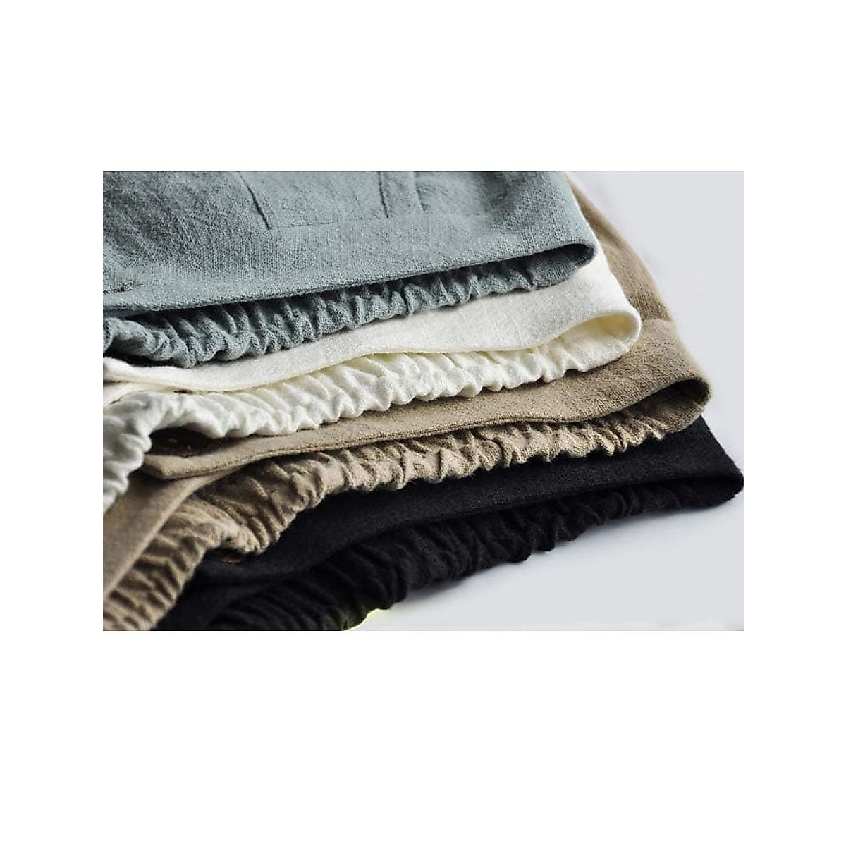 Minibee Women's Casual Linen Pants Elastic Waist Tapered Pants Trousers With Pockets Linen XL