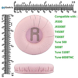Geekria NOVA Leatherette Replacement Ear Pads for JBL JR300, JR300BT, T450BT, T500BT, Tune 500, Tune 500BT, Tune 510BT, Tune 600BTNC Headset Earpads Ear Cups Cover Repair Parts (Pink)