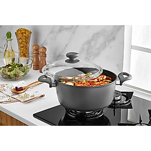 Saflon Titanium Nonstick 8-Quart Stock Pot with Tempered Glass Lid, 4mm Forged Aluminum with PFOA Free Coating from England