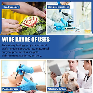 Glarks 42Pcs Surgical Grade Blade with Handle Kit, 40Pcs #10#11#12#15 Disposable Surgical Blade Sterile Scalpel Blade with 2Pcs #3 Scalpel Knife Handle for Biology Lab Anatomy, Practicing Cutting