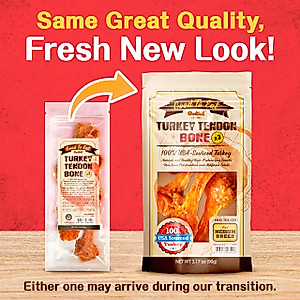 Gootoe Turkey Tendon Dog Treats – 100% USA-Sourced, Natural Snack, Premium Training Chews, Hypoallergenic, Reseal Value Bags, Size for Medium Dogs, Bone (Medium) 3 Unit/Pack