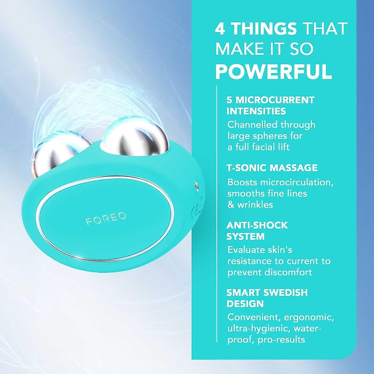 FOREO Bear Microcurrent Facial Device - Face Sculpting Tool - Instant Face Lift - Firm & Contour - Non-Invasive - Increases Absorption of Facial Skin Care Products - Mint