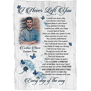 INSPIAMZUE I Never Left You Personalized Memorial Blanket, Meaningful Remembrance Throw, Deepest Grief Sympathy Gift for Loss of Son, Mother, Father, Brother N2628 (Fleece, 60x50 inch)