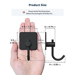 GWAAZXGZ Adhesive Towel Hooks for Bathroom- Black Sticky Hooks for Hanging Towel, Coat, Self Adhesive Hooks for Bathroom, Kitchen, Living Room, 4 Pack