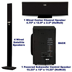 Acoustic Audio AAT1003 Bluetooth Tower 5.1 Home Theater Speaker System with 8" Powered Subwoofer
