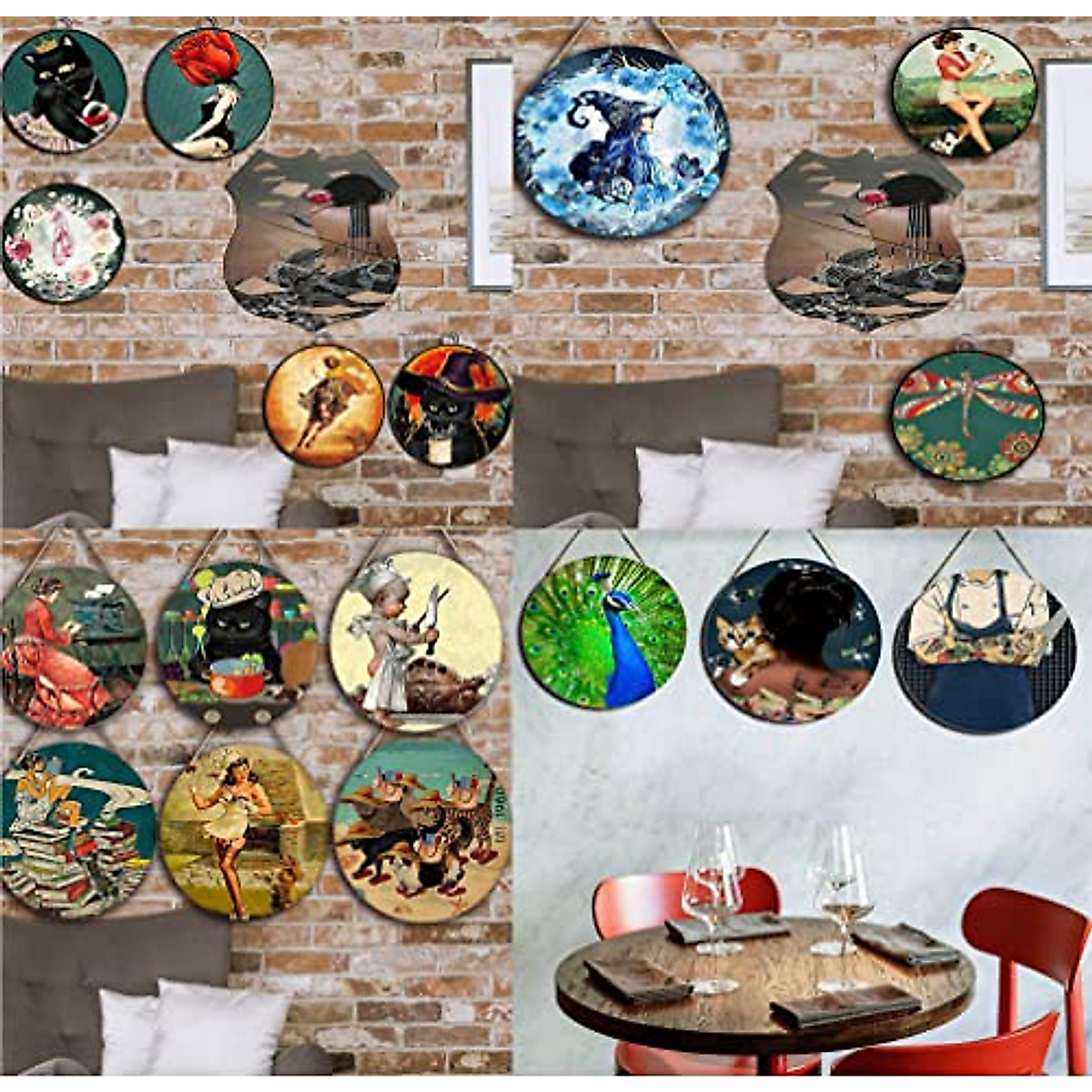 Round Metal Tin Sign Halloween Sign Black Cat Metal Sign Hello Darkness My Old Friends Wall Decoration Halloween Wall Decor for Bar Club Parlor Cafe Store Home 6x6inch