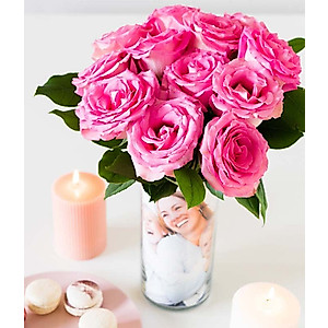 From You Flowers - One Dozen Light Pink Roses with Glass Vase (Fresh Flowers) Birthday, Anniversary, Get Well, Sympathy, Congratulations, Thank You