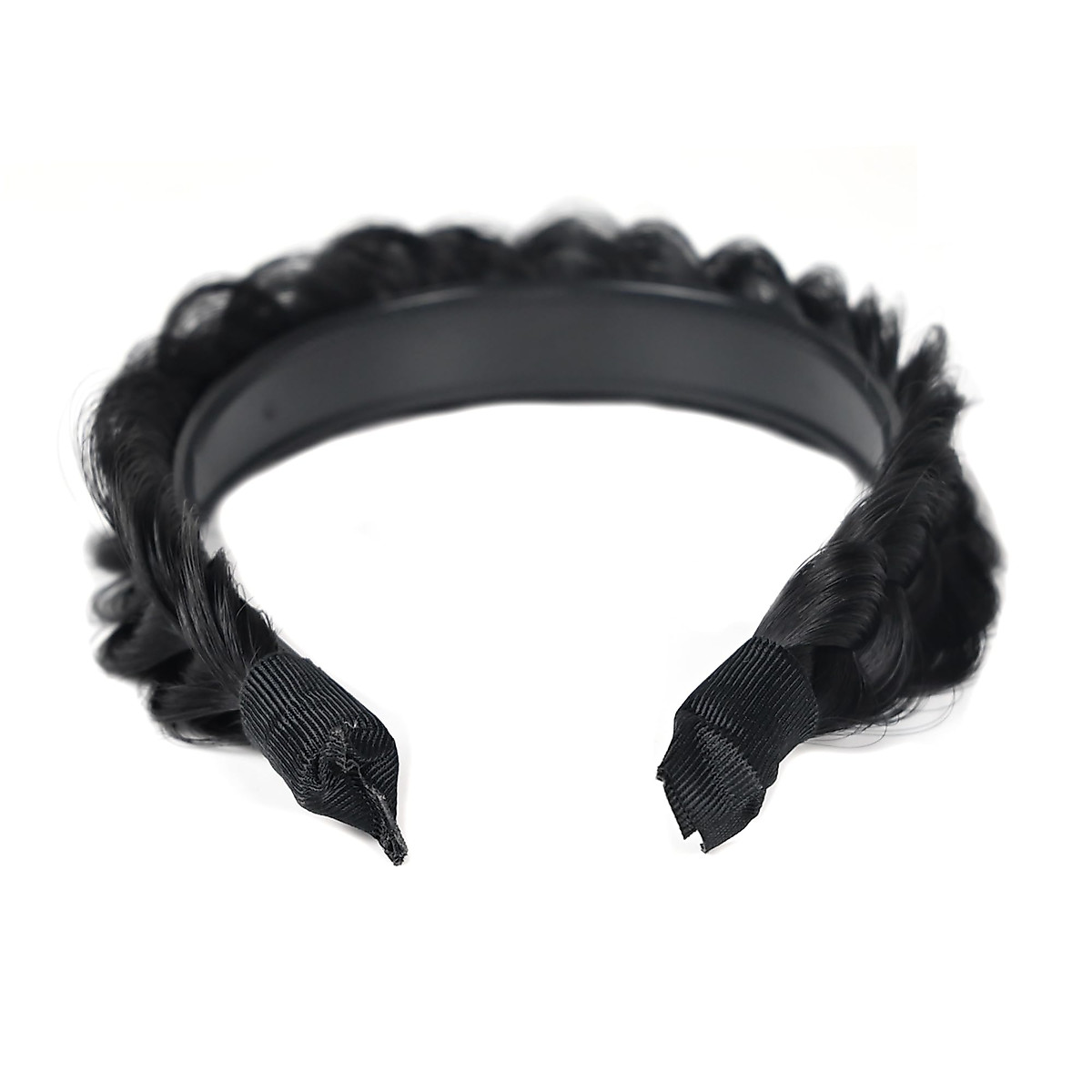 STHEJFB Wide Braided Headband Hoop Fashion Hair Accessories Elastic Non-slip Band for Women and Girl (Black)