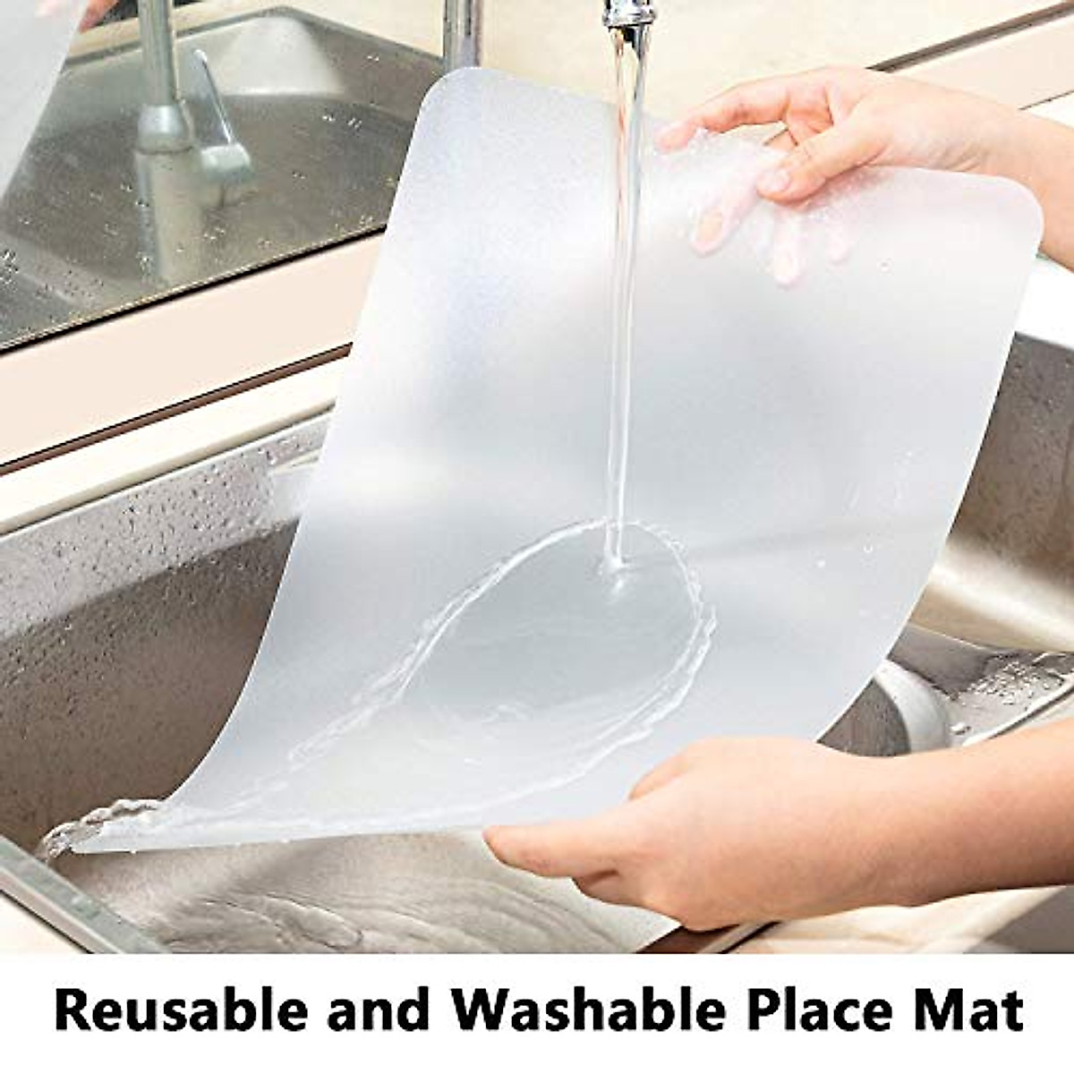 Boao 6 Pieces Plastic PlacematsTable Mats Heat Resistant PlacematsDining Mats for Table, Dining, Kitchen (15.7 x 11.8 Inch)