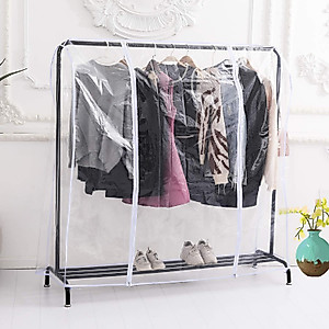 Ruibo Clear Garment Rack Cover Dustproof Clothes Rack Cover With 2 Durable Zipper/Clothing Waterproof Protector (L:71x20x60 inch), Ethylene Vinyl Acetate
