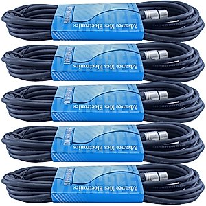 MCSPROAUDIO 5 Pack of 10 Foot Male to Female 3 Pin XLR Mic Microphone Audio Cable
