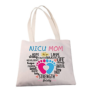 MBMSO NICU Mom Gifts Preemie Mom Gifts NICU Gifts for Mom Tote Bag NICU Awareness Gift for Mommy Premature Birth New Mom Gift (NICU MOM TB)