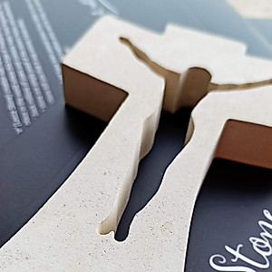 Stone Crucifix Cross Handmade In Italy - Free Standing or Hanging Ornament - Incl Gift Box & Blank Message Card - New Home Religious Christian Catholic Decoration Ornament Memorial