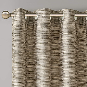 Madison Park Cameron Yarn Dyed Texture Curtain, Grommet Top Window Drapes for Living Room, Bedroom and Appartment, 50 in x 84 in, Mocha