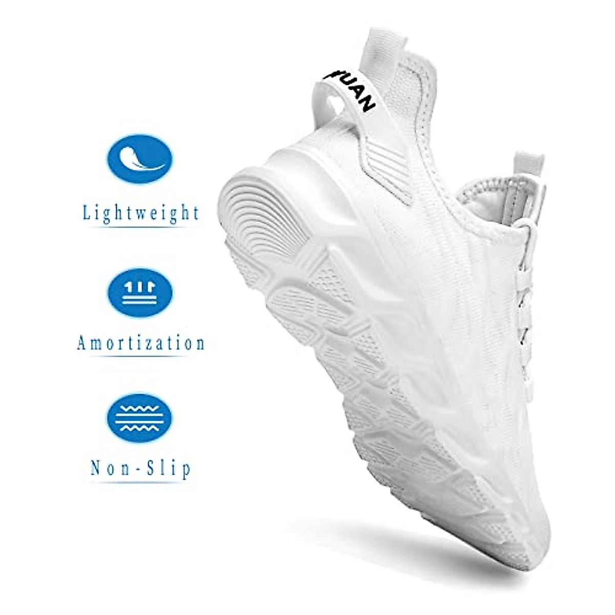 GDEKLO White Tennis Shoes Women Gym Running Casual Walking Workout Athletic Sport Slip on Shoe Lightweight Mesh Fashion Sneakers Size 8.5