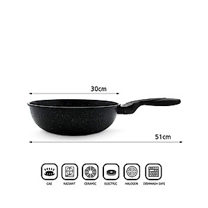 Dream Chef Marble Coated Cast Aluminum Non Stick Frying Wok (30cm / 12 Inch)