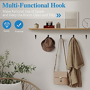 QJUZO Wall Hooks for Hanging, 15pcs Black Wall Mounted Coat Hooks, Metal Wall Hooks for Coats with 30 Pieces Screws for Hanging Hat, Key, Towel, Robe, Coats, Scarf, Bag, Coffee Mugs