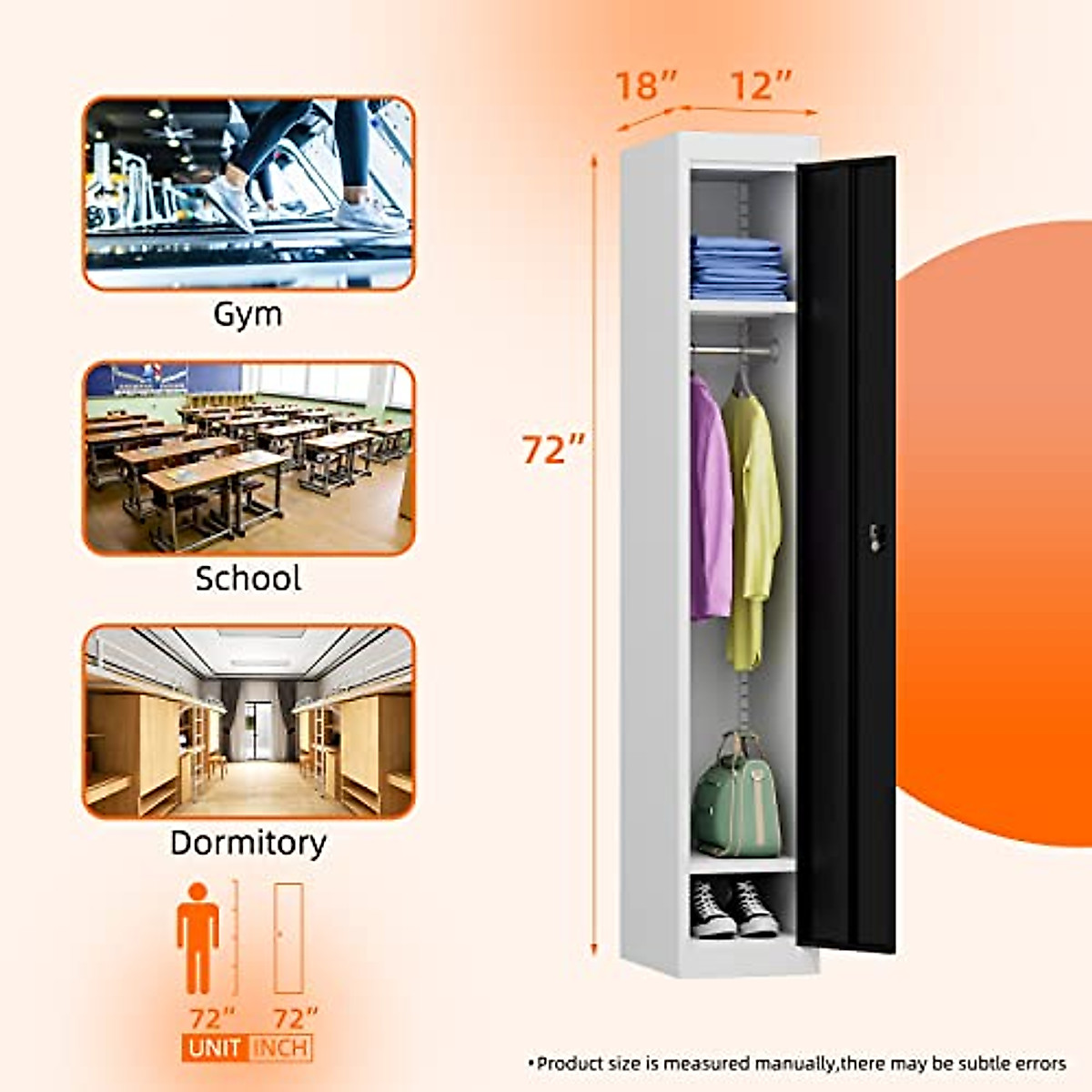 GangMei Locker Cabinet with 1 Door, Metal Locker with Doors for Employees Gym School Kids Office, Garage, Bedroom, Assembly Required