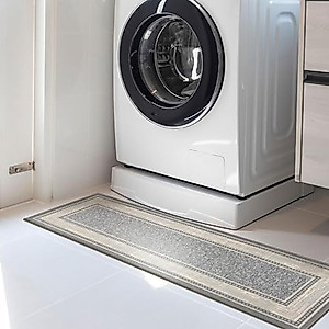 Ottomanson Ottohome Non-Slip Rubberback Bordered Design 2x5 Indoor Runner Rug, 20" x 59", Light Gray