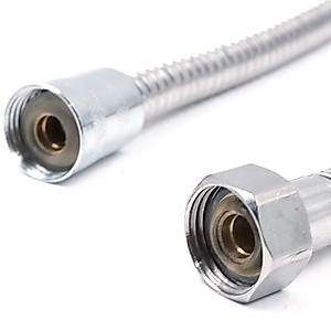 NUZAMAS 2m Shower Hose,Bathroom Toilet Handheld Showerhead Sprayer Extension Replacement Part,for Pull Out Kitchen Spray/Commercial Tap/Sink Mixer/Dish Rinser,Stainless Steel,Chrome