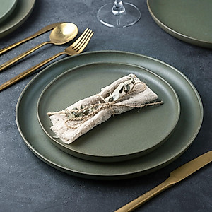 AmorArc Ceramic Dinner Salad Plates Set of 6, Wavy Rim 8.5 Inch Dish Set, The Dessert,Salad, Appetizer, Small Dinner etc Plate,Microwave, Dishwasher Safe, Scratch Resistant - Reactive Matte