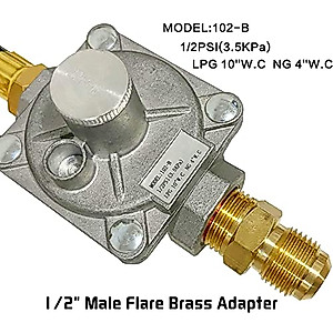 MENSI Replacement of 3030 CNG 4.0" & LP 10" for Kitchen-Aid 710-0003 Gas Grill Natural Gas Conversion Kit Regulator with Hose 1/2" Male Flare Fitting
