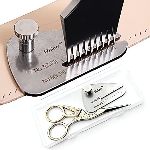 Hisew- Leather Stitching Punch Aid Pulling Plate and Scissor Kit, Diamond Lacing Chisel or Pricking Iron Aid Mate, Leather Craft Work Tools Accessories