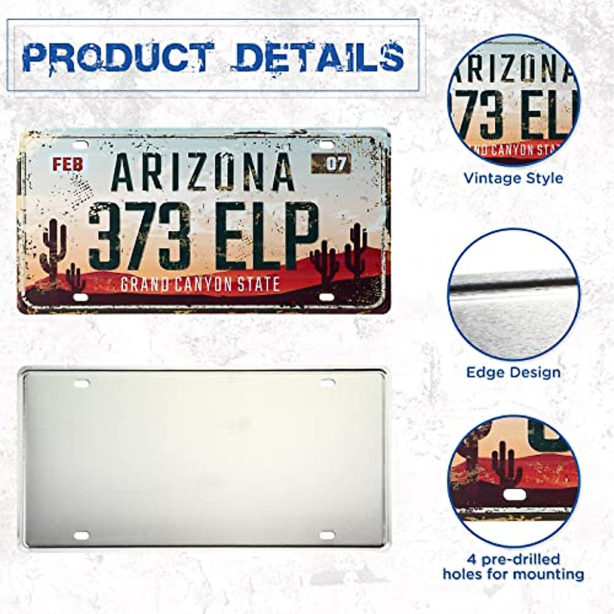 12 Pieces Vintage State License Plates for Decoration Tin Signs Vintage US State Number Tags Metal Vintage Automotive Signs for Man Cave Garage Bar Home Wall Decor, 6 x 12 Inch