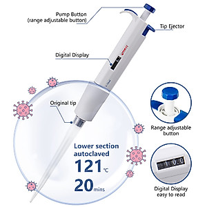 FOUR E'S SCIENTIFIC 1-10ML Single-Channel Pipettor Adjustable Variable Volume Micropipette High Accurate Pipettor for Laboratory