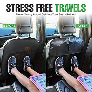 Trobo Car Kick Mats Back Seat Protector, Set of 2 X-Large Seat Back Cover for Kids, Made with Thick Waterproof Material to Fully Protect Backseat from Dirt, Mud and Scuffs Marks, Fits Most Cars