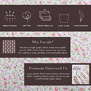 Laura Ashley - Standard Pillowcase Set, Breathable Percale Cotton Bedding, Crisp & Cool Home Decor (Emogene Purple, 2 Piece)