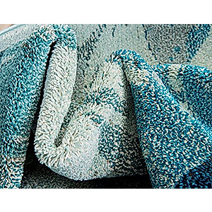 Unique Loom Positano Collection Coastal Modern Fish Light Blue Runner Rug (2' x 7')