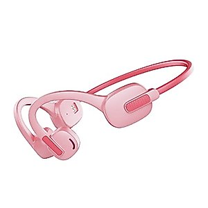 Yuanj Kids Wireless Bone Conduction Headphones, 5.2 Headphones for Kids Waterproof IPX5 Open Ear Headphones Sweat Splash Proof, Comes with 8G Memory 10 Hrs Music Play (Pink)