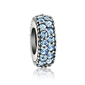 QeenseKc Inspiration Pave Spacer Charm Bule Birthstone Bead Birthday Gift for Pandöra Bracelet