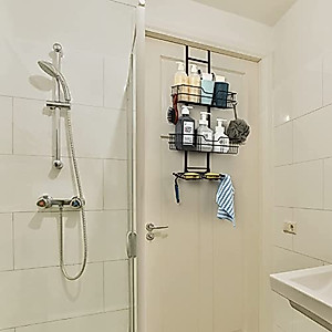 Over The Door Shower Caddy with Hooks Silver