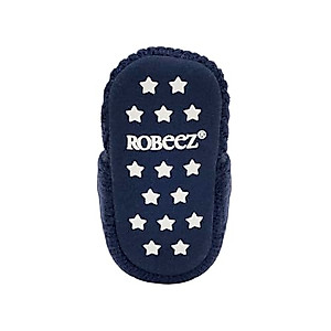 Robeez Baby Booties with Slip Resistant Soles Colby Sweater Knit Snap Booties,F23 Colby Navy,12-18 Months