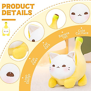 Caaaat Banana Cat Stuffed Animal,Cute Cat Plush Pillow, Banana Cat Stuffed Toy, Cute Plushies Toy Hugging Pillow for Kids for Kids & Adults
