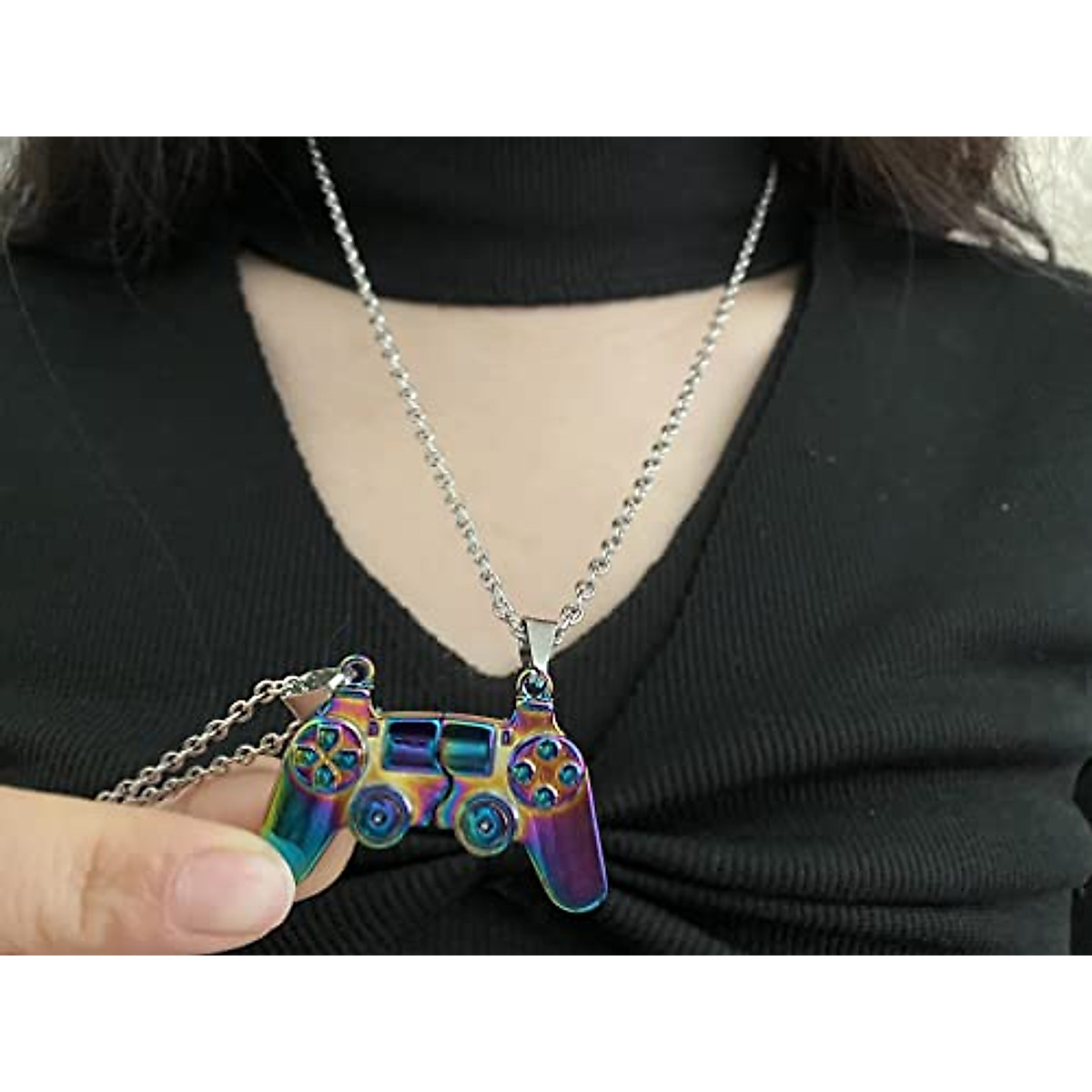 CJIAYUJEW Game Controller Necklace for Couples, Matching Necklace for Best Friend, Friendship Sister Necklace (Color)