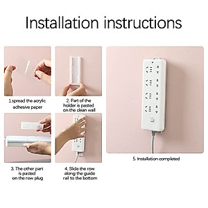 12 Pack Self-Adhesive Desktop Socket Fixer, Adhesive Punch Free Socket Holder Cable Management Punch Free Surge Protector, Desktop Mountable Plug-in Socket Fixer Bracket Stand (12pc-e)