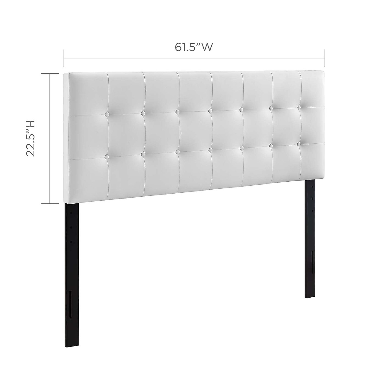 Modway Emily Tufted Button Faux Leather Upholstered Queen Headboard in White