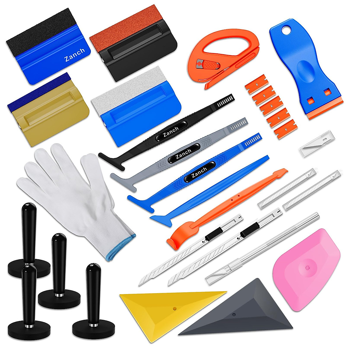 Zanch Vinyl Wrap Tool Kit,Complete Tools for Automotive Vinyl Wrap Film Installation - Professional 52pcs Full Set