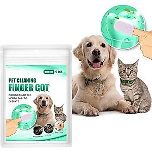 20PCS Teeth Cleaning Finger Wipes,Dog Eye WipesCleaning Wipes for Pet Teeth and Finger Covers, for Cleaning Teeth Ears and Eyes Suitable for Dogs and Cats Removes Dirt and Discharge