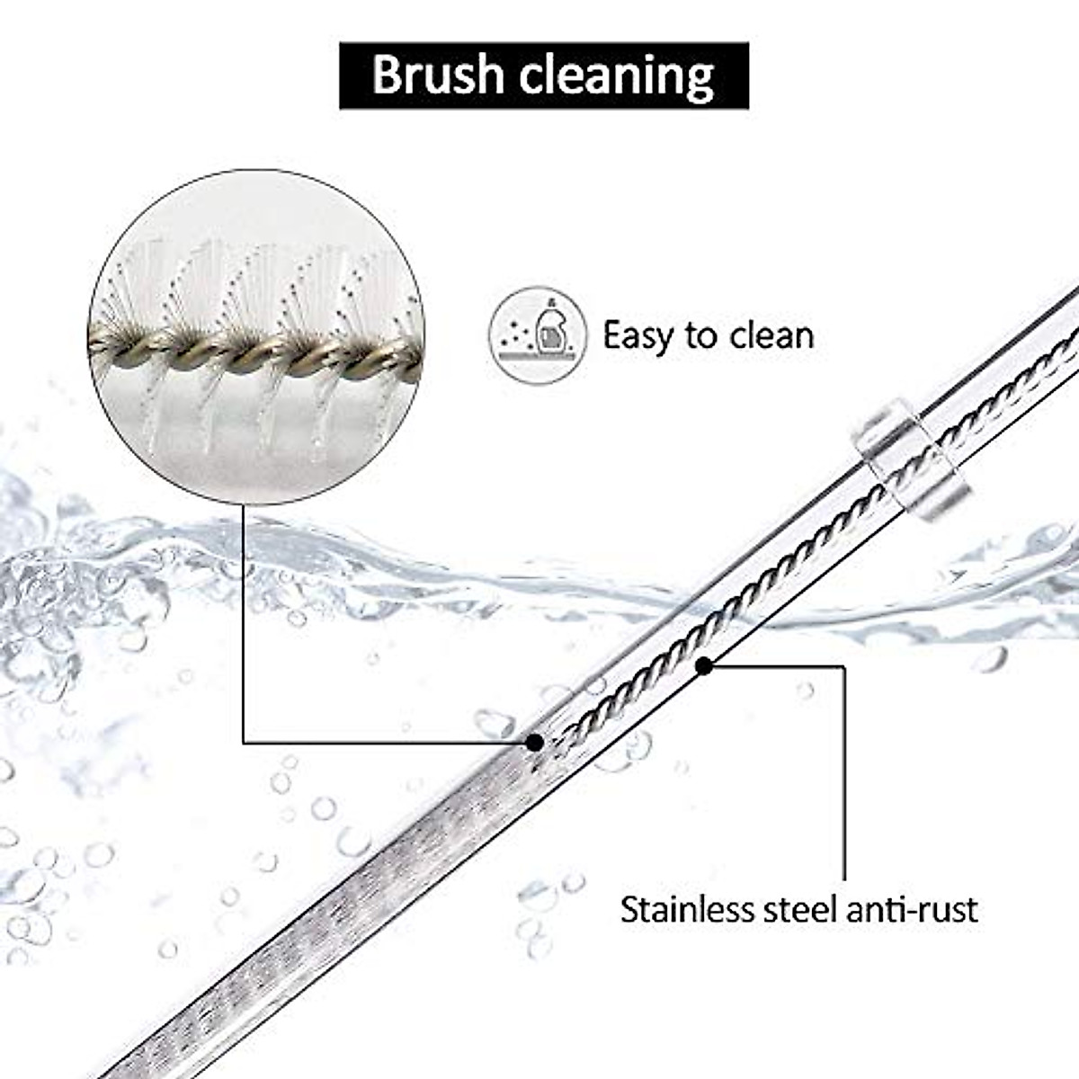 ZYTC Reusable Drinking Straws,Long Clear Plastic Straws for 20 OZ & 30 OZ Yeti,Ozark Trail Tumblers,Set of 8 with Cleaning Brushes (Plastic Drinking straws-8pcs+2)