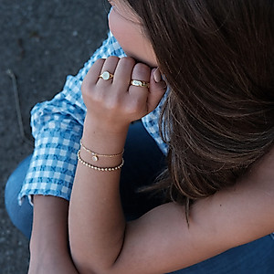 BLOSSOM & HUE Simple Star Set Band Ring | Starbust Gold Band Ring | 18K Gold Plated Thick Statement Ring | Size 8 |