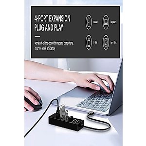 SHANFEILU USB 3.0 Hub Splitter USB Extender 4-Port Hub Data 5Gbps with 11.8'' Extended Cable & LED Indicator for PC,Mac,Flash Drive,Mobile HDD,Laptop,Printer