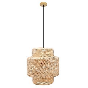 Frontsea Rattan Pendant Lighting for Kitchen | Bamboo Lampshade Handmade Weave Lighting | Wooden Boho Decor | Modern Hanging Ceiling Light Fixture (16inch)