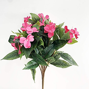 Lopkey Artificial Impatiens Bouquet Flower Patio Lawn Garden Wedding Photo Decor (2Pcs),Pink