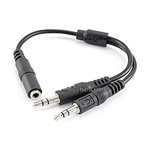 CablesOnline 3.5mm TRRS 4-Position Female to Dual 3-Position 3.5mm TRS Male Headset Splitter Adapter (IP-AY12C)