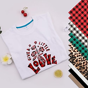 HTVRONT Christmas HTV Buffalo Plaid HTV Vinyl - 13 Sheets Heat Transfer Vinyl Leopard HTV - Plaid Iron on Vinyl for Cameo,Easy to Cut & Weed for Heat Vinyl Design